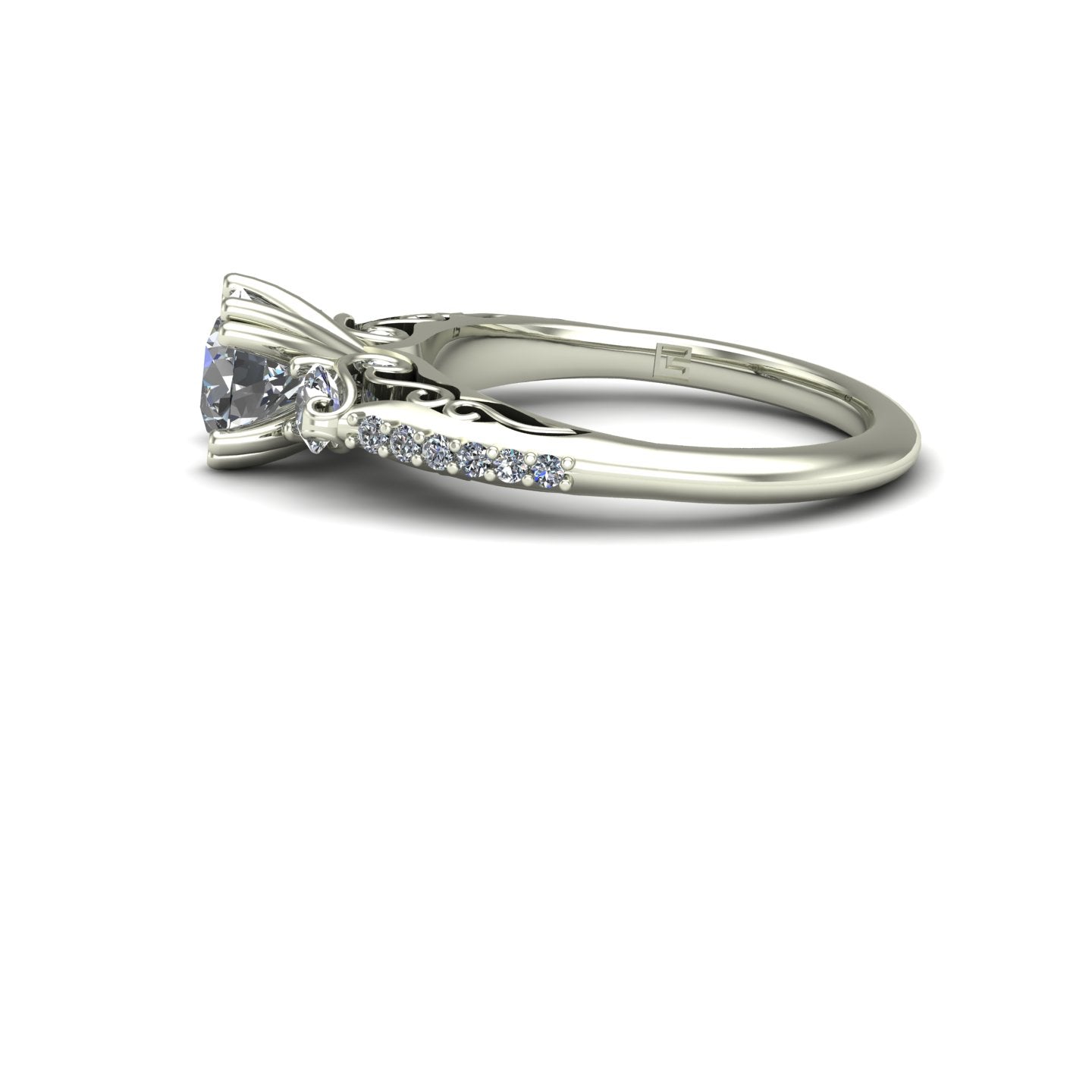 Diamond engagement ring with round sides in 14k white gold – Charles ...